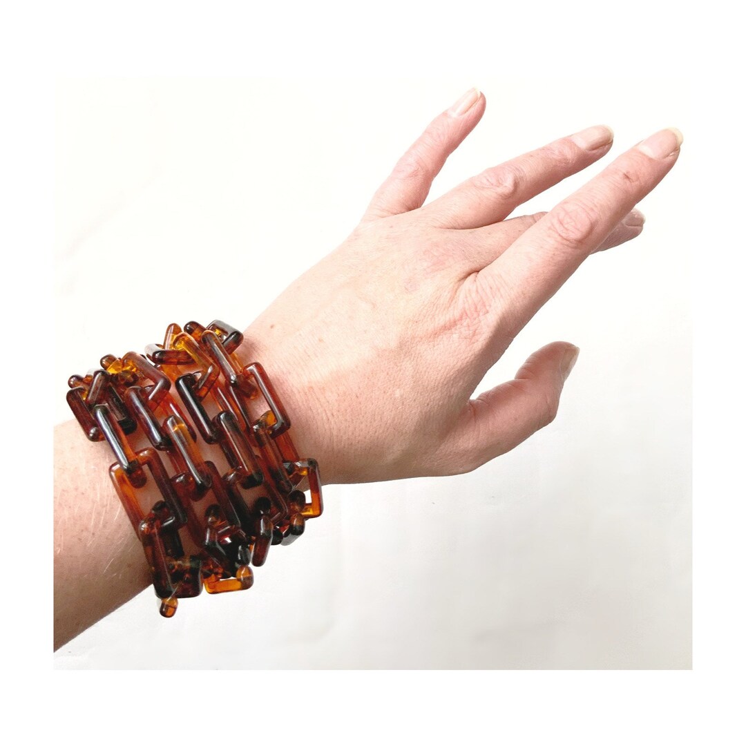 Vintage Neck Chain - Faux Tortoise Shell Necklace - Perspex Necklace ...