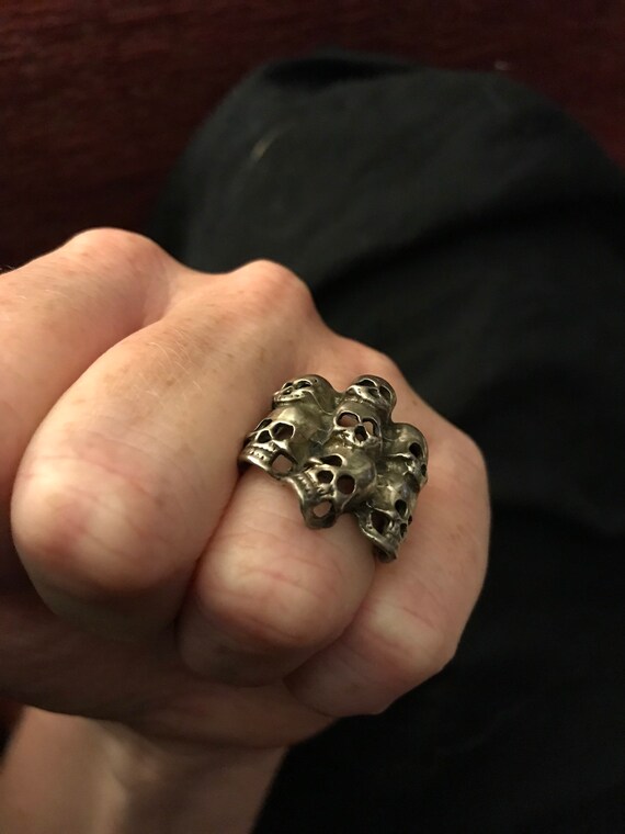 Vintage skull ring - gothic ring - statement ring - H… - Gem