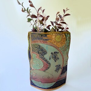 Sea Turtle Large Pottery Flower Vase Hand Made - Etsy