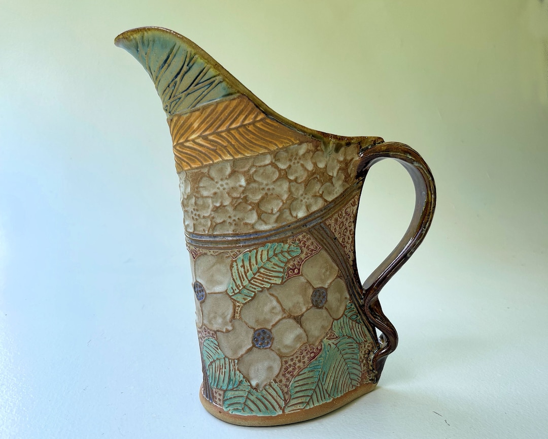 Dogwood Bloom Pottery Pitcher Hand Made Microwave and Dishwasher Safe ...
