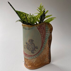 Sea Turtle Pottery Flower Vase Hand Made - Etsy