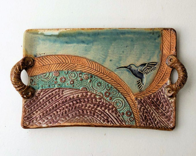 Hummingbird Platter Hand Made Stoneware Pottery - Etsy