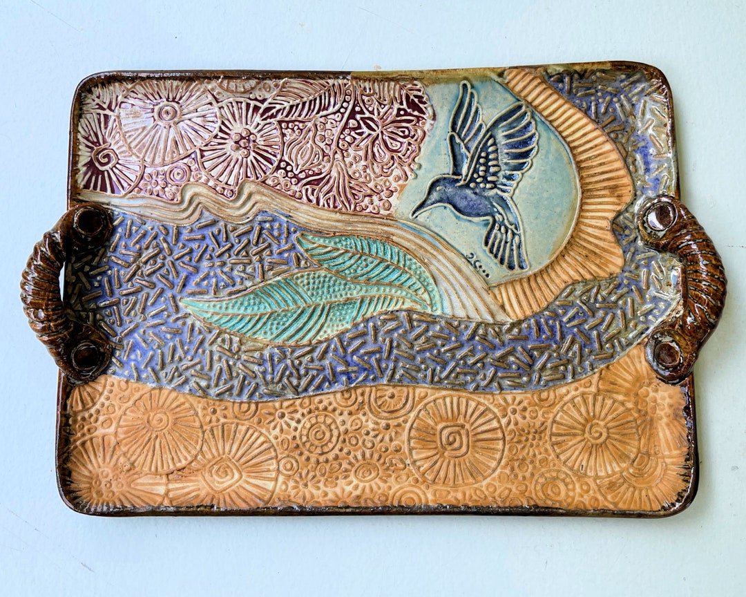 Hummingbird Platter Hand Made Stoneware Pottery - Etsy