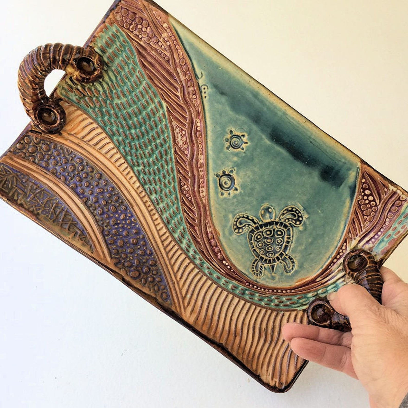 Sea Turtle Tray Pottery Microwave and Dishwasher Safe - Etsy