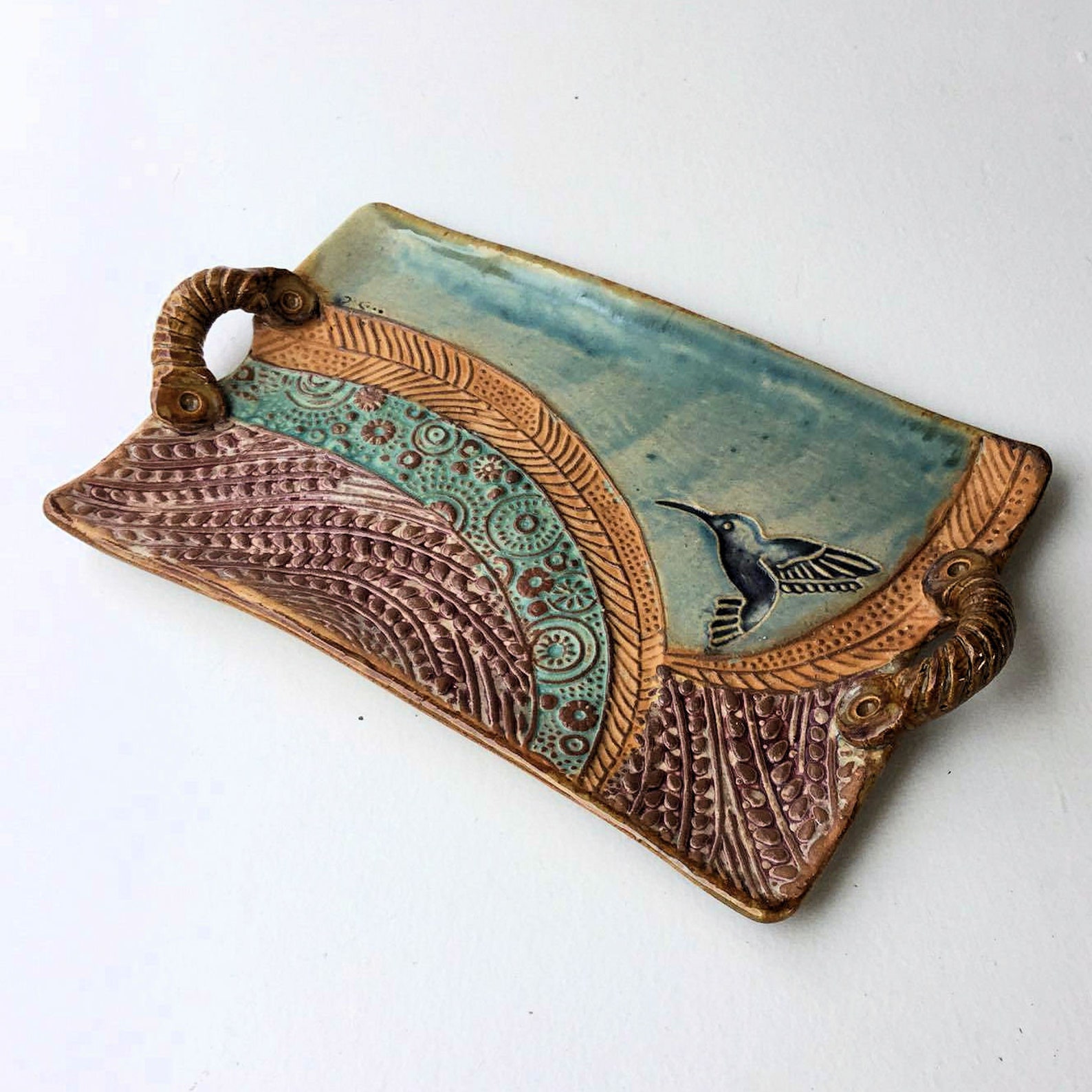 Hummingbird Platter Hand Made Stoneware Pottery - Etsy