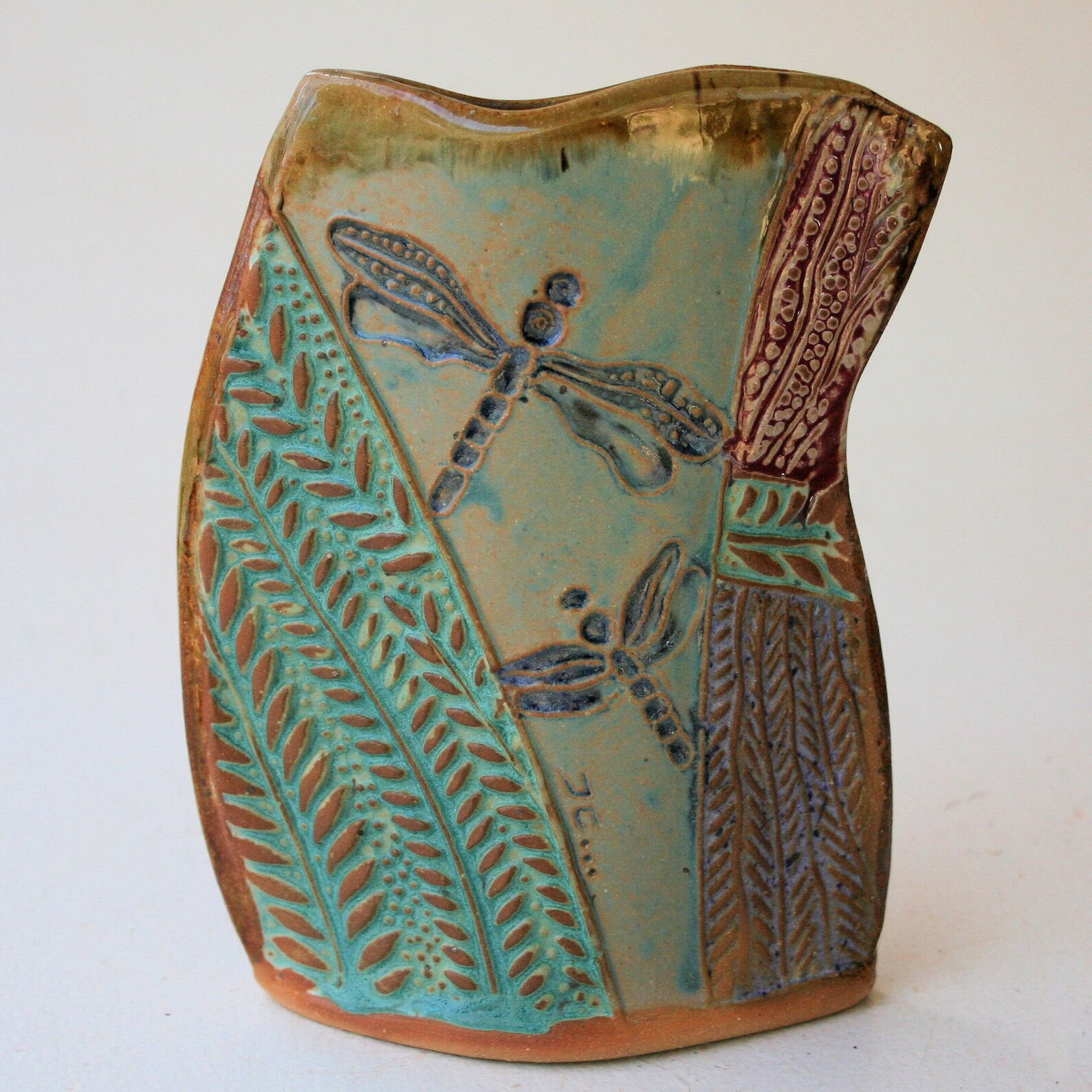 Dragonfly Pottery Flower Vase Hand Made - Etsy