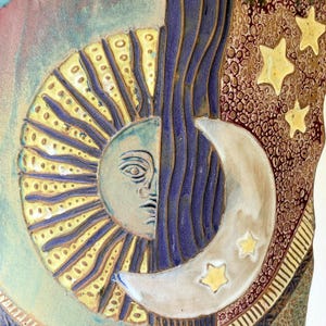 Large Sun and Moon Pottery Vase: Handmade Celestial Decor - Etsy