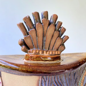 Portrait With Peacock Feathers Pottery Vessel With Lid - Etsy