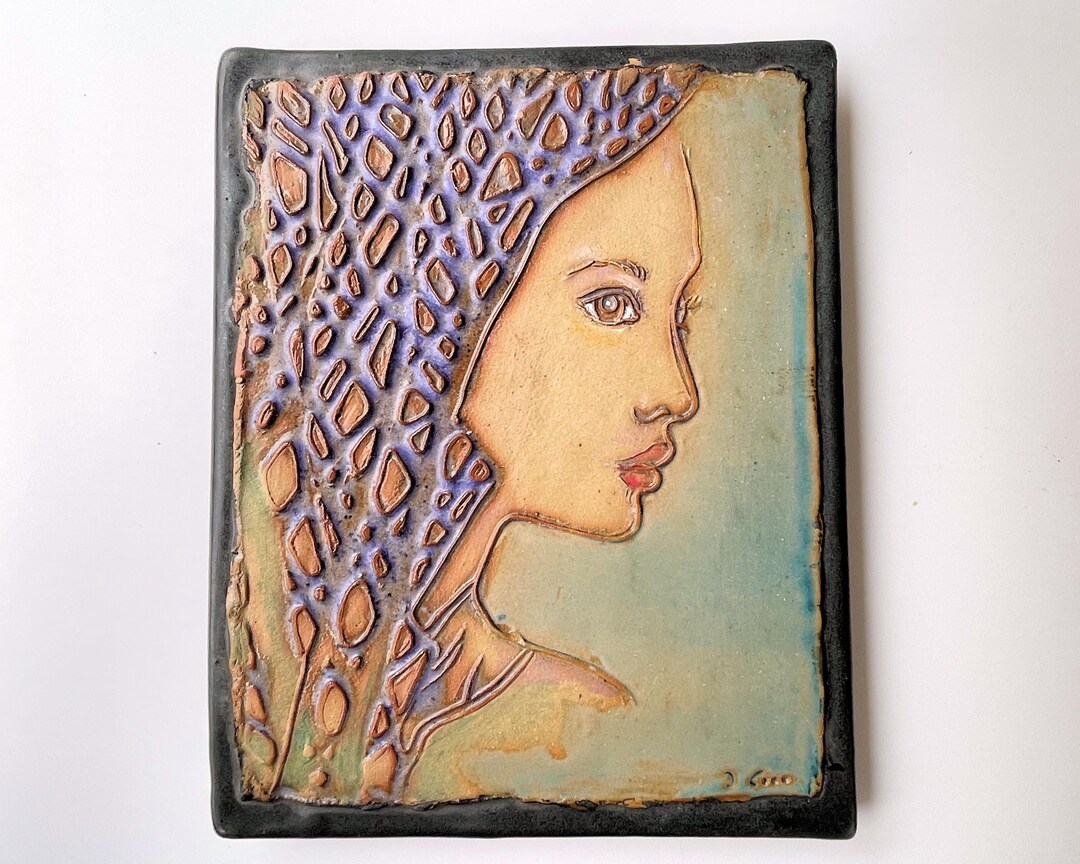 Portrait With Trees Handmade Ceramic Pottery Wall Art - Etsy