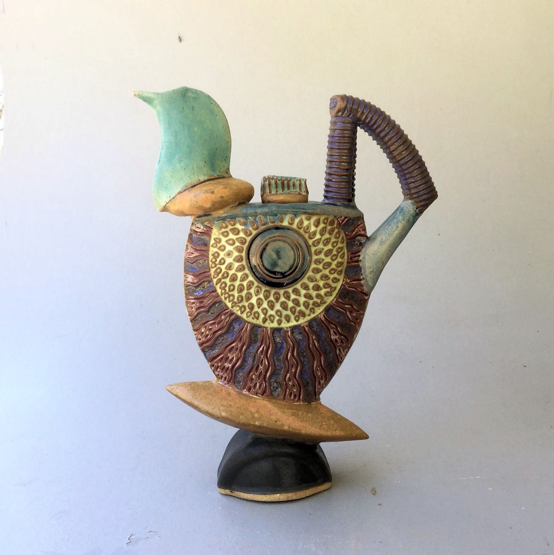 Handmade Sculptural Pottery Tea Pot: "sunny Sunday" by Helene Fielder ...