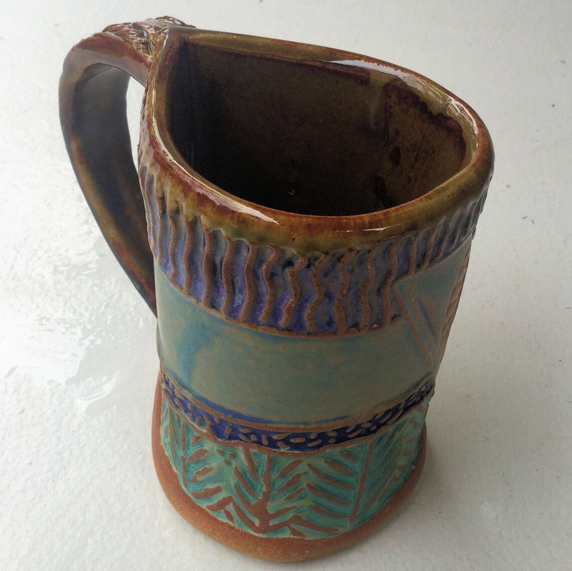 Handmade Wolf Pottery Mug: Artisan Stoneware Coffee Cup - Etsy