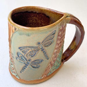 Handmade Dragonfly Pottery Mug: Artisan Coffee Cup, Nature Lover Gift ...