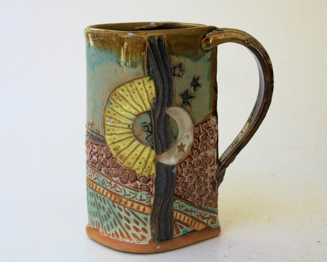 Sun and Moon Pottery Mug: Handmade Ceramic Coffee Cup, Astrology Gift ...