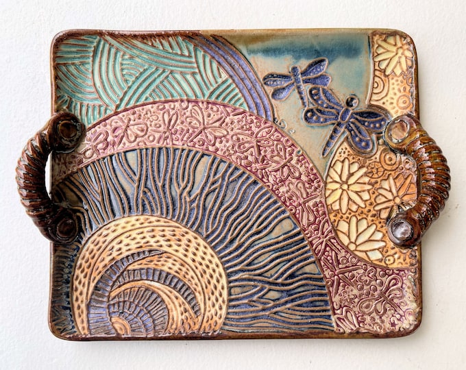Dragonfly Platter Hand Made Pottery - Etsy