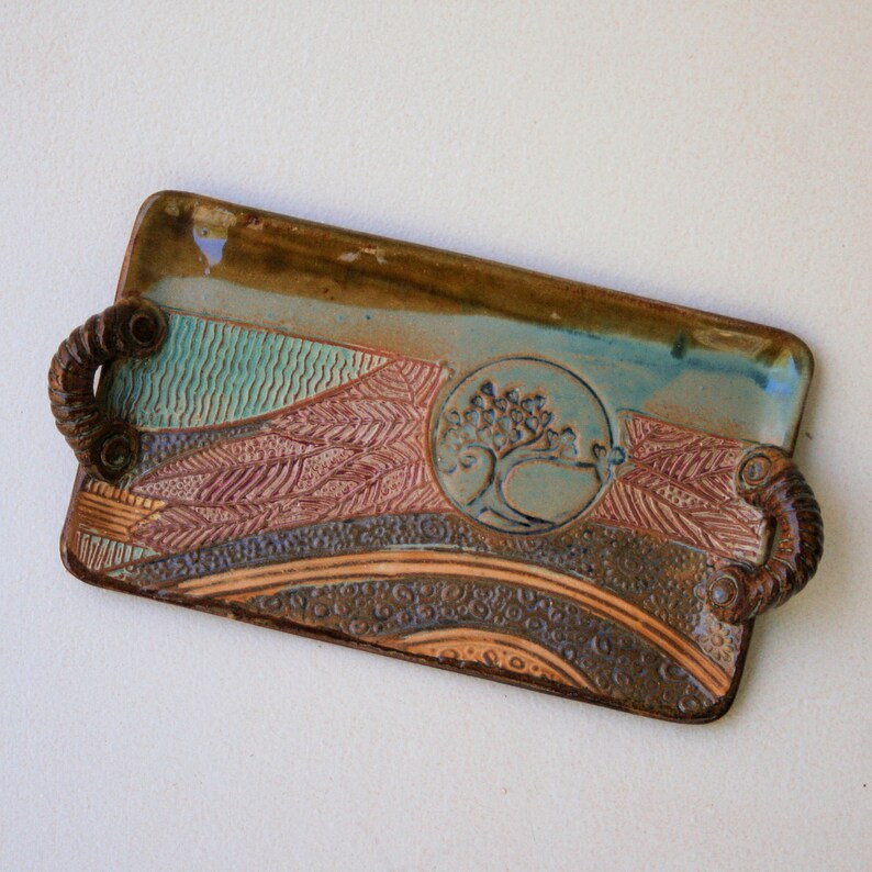 Tree of Life Platter Hand Made Stoneware Pottery - Etsy