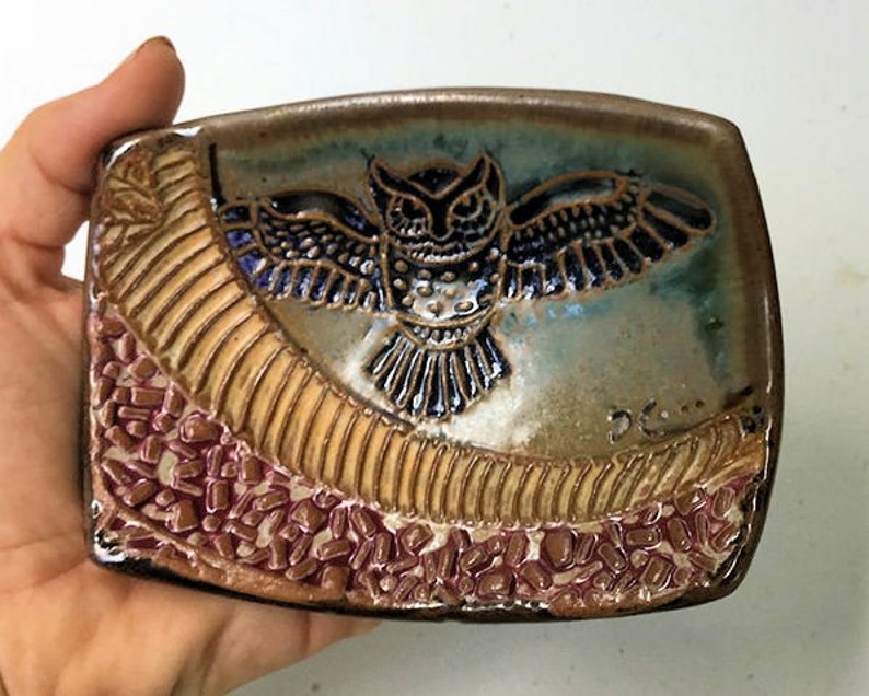 Owl Spoon Rest Soap Dish Hand Made Stoneware Pottery | Etsy