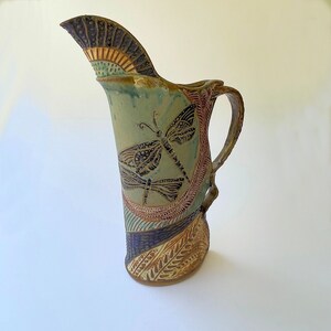 Dragonfly Design Pitcher Set With Four Cups Pottery Handmade Microwave ...