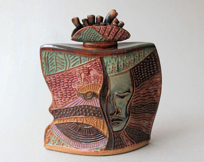 Angel in the Room Pottery Vessel With Lid Hand Built Hand Made - Etsy