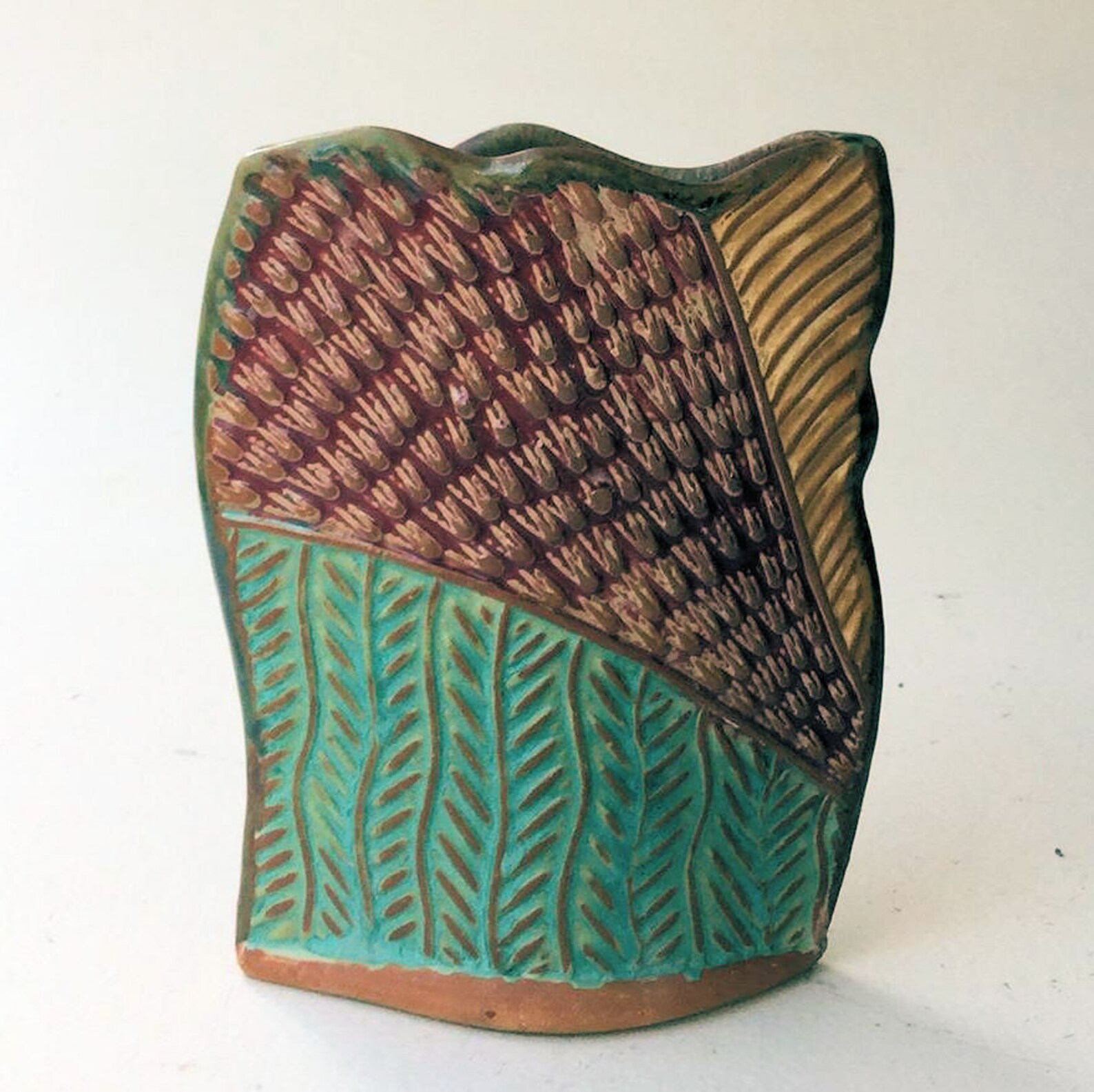 Sun Design Pottery Flower Vase Hand Made - Etsy