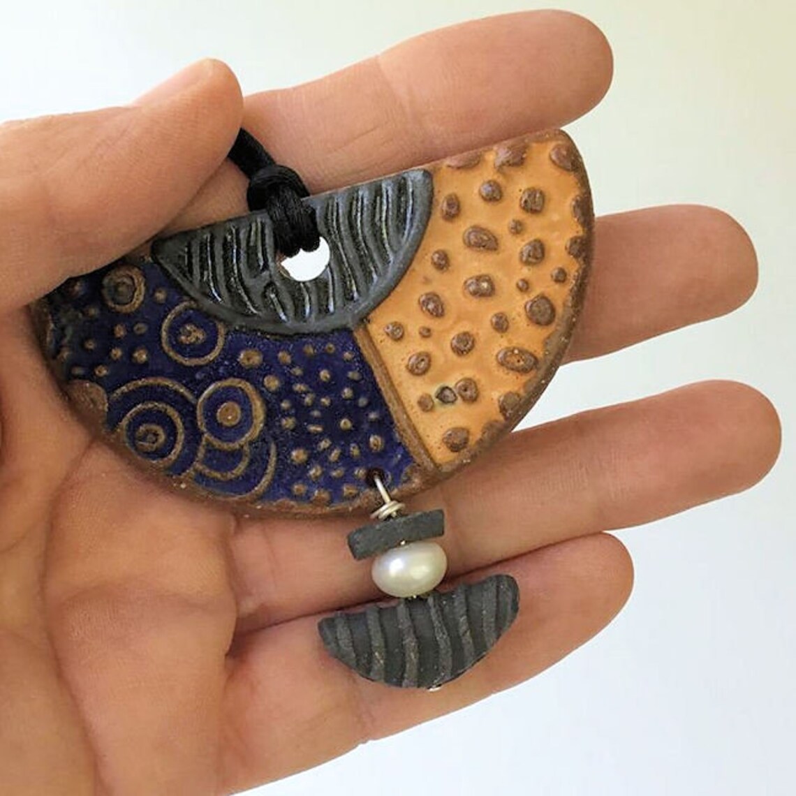 Modern Clay Pendant Necklace - Etsy