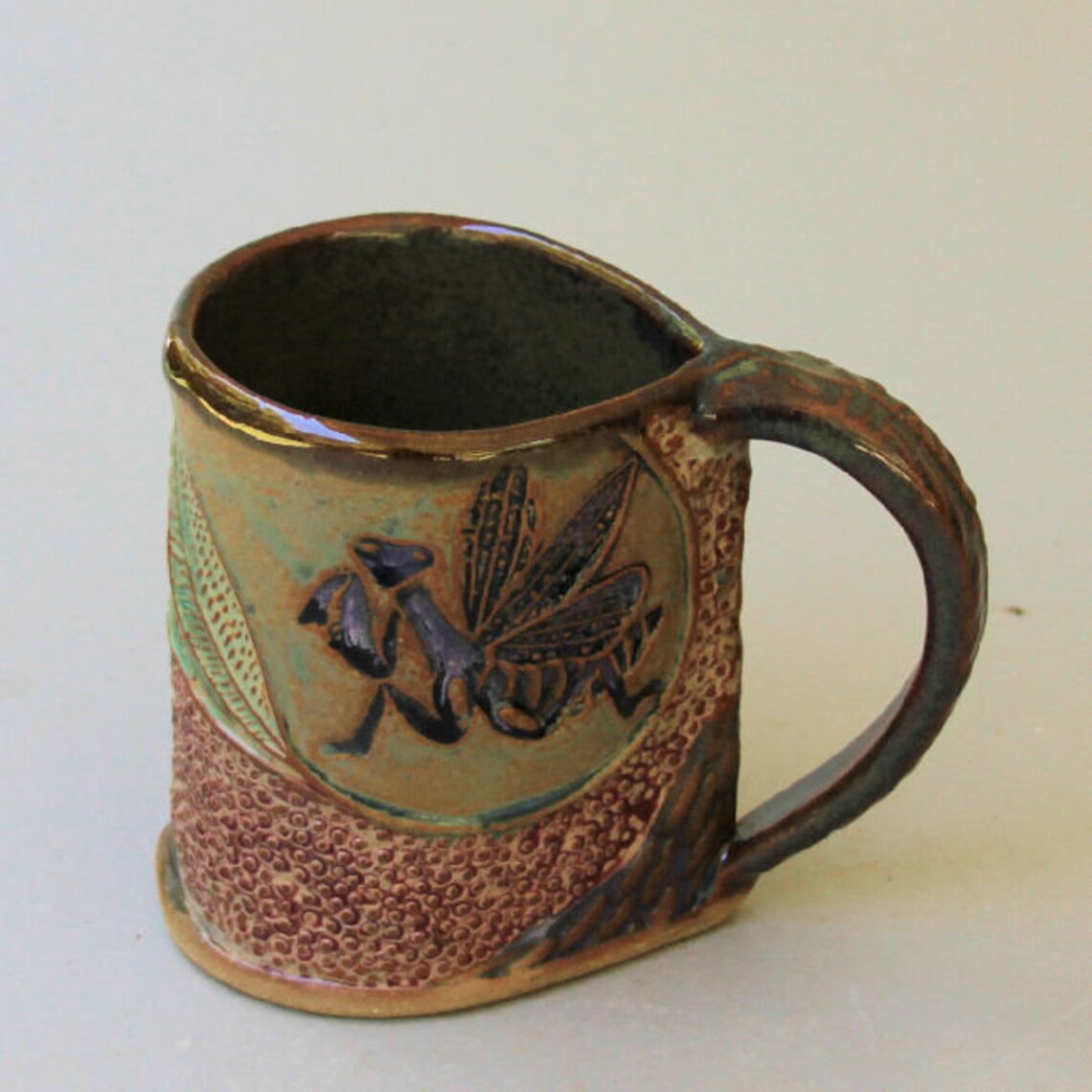 Praying Mantis Pottery Mug Coffee Cup Handmade Stoneware - Etsy