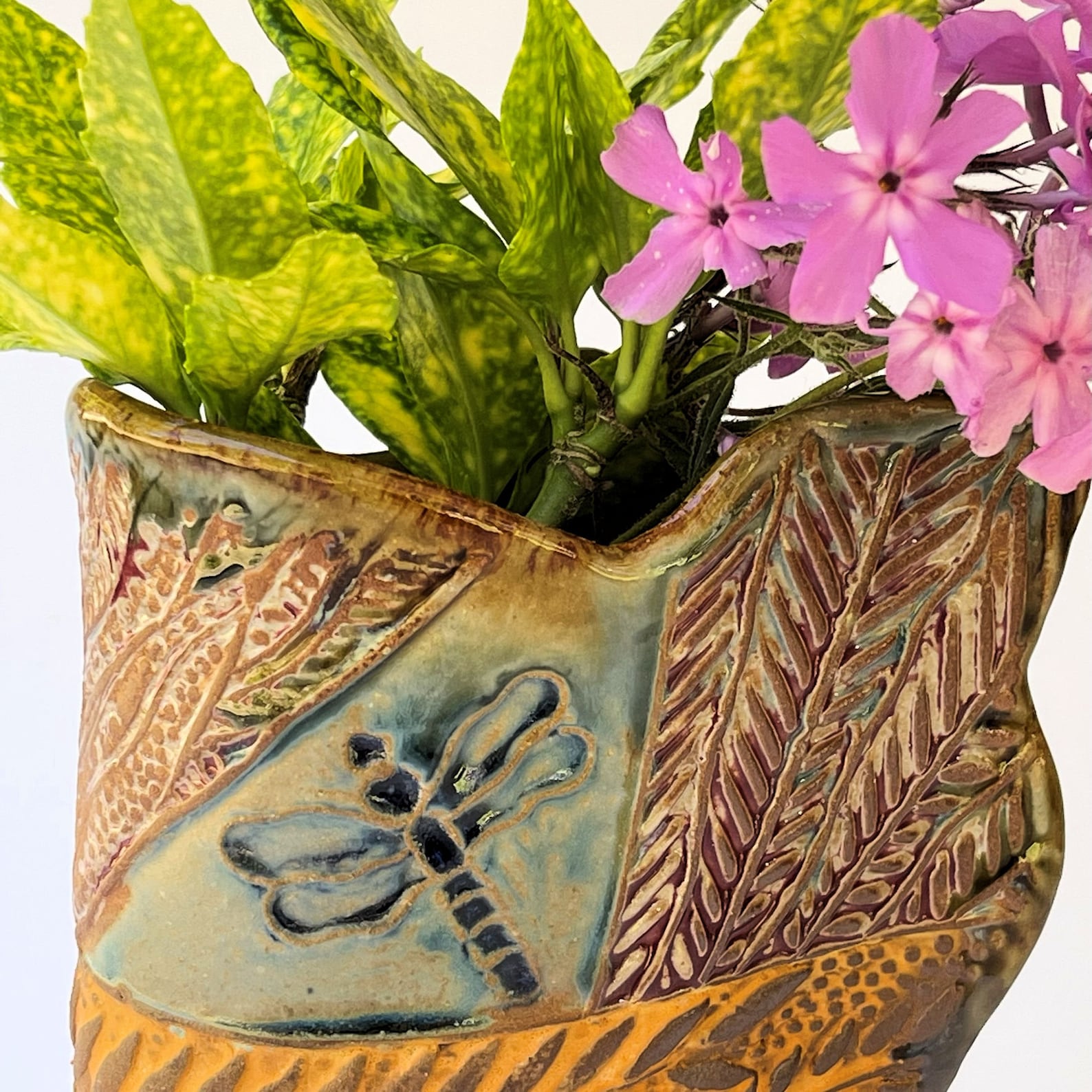 Dragonfly Pottery Flower Vase Hand Made - Etsy