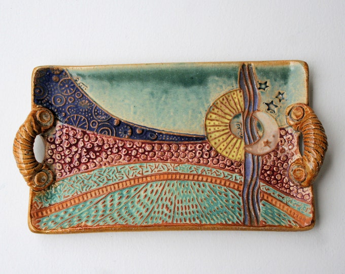 Sun and Moon Platter Hand Made Stoneware Pottery - Etsy