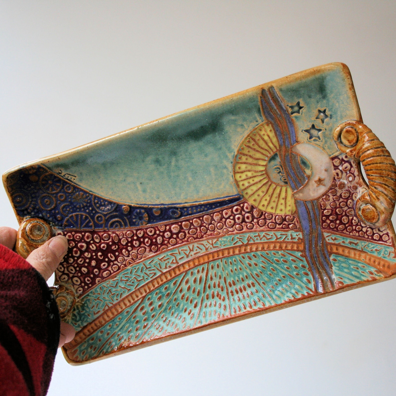 Sun and Moon Platter Hand Made Stoneware Pottery - Etsy