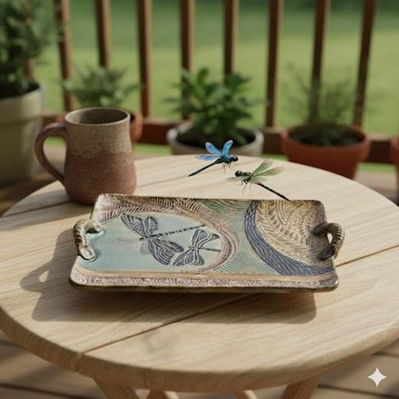 Dragonfly Platter Hand Made Pottery - Etsy