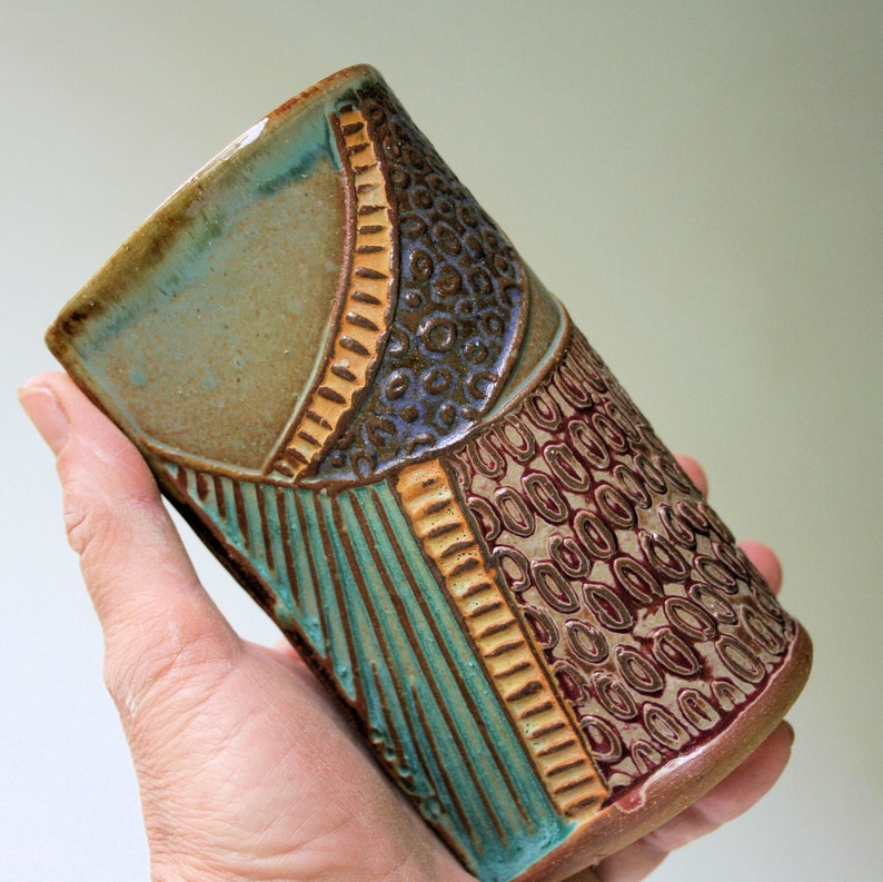 Abstract Design Pitcher Set With Four Cups Pottery Handmade - Etsy