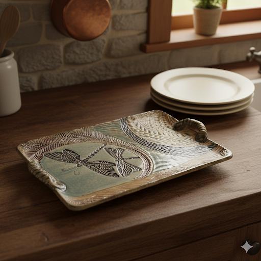 Dragonfly Platter Hand Made Pottery - Etsy