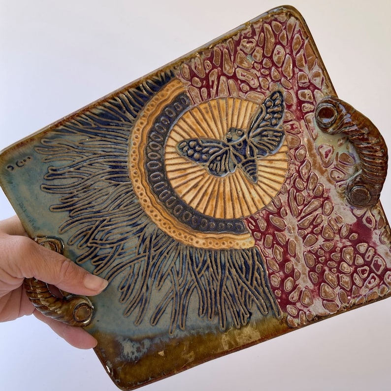 Cicada Pottery Platter Handmade Stoneware Tableware Microwave and ...