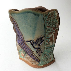 Hummingbird Pottery Flower Vase Hand Made Clay Flower Holder | Etsy