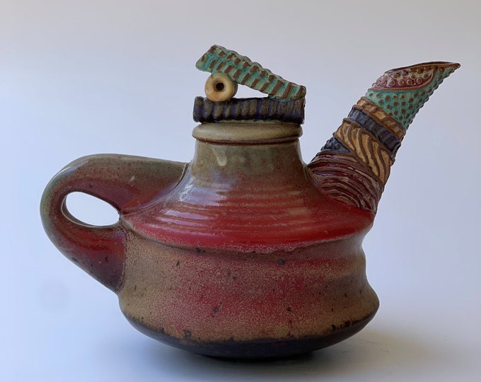 Tea Pot Potter With Abstract Design Functional - Etsy