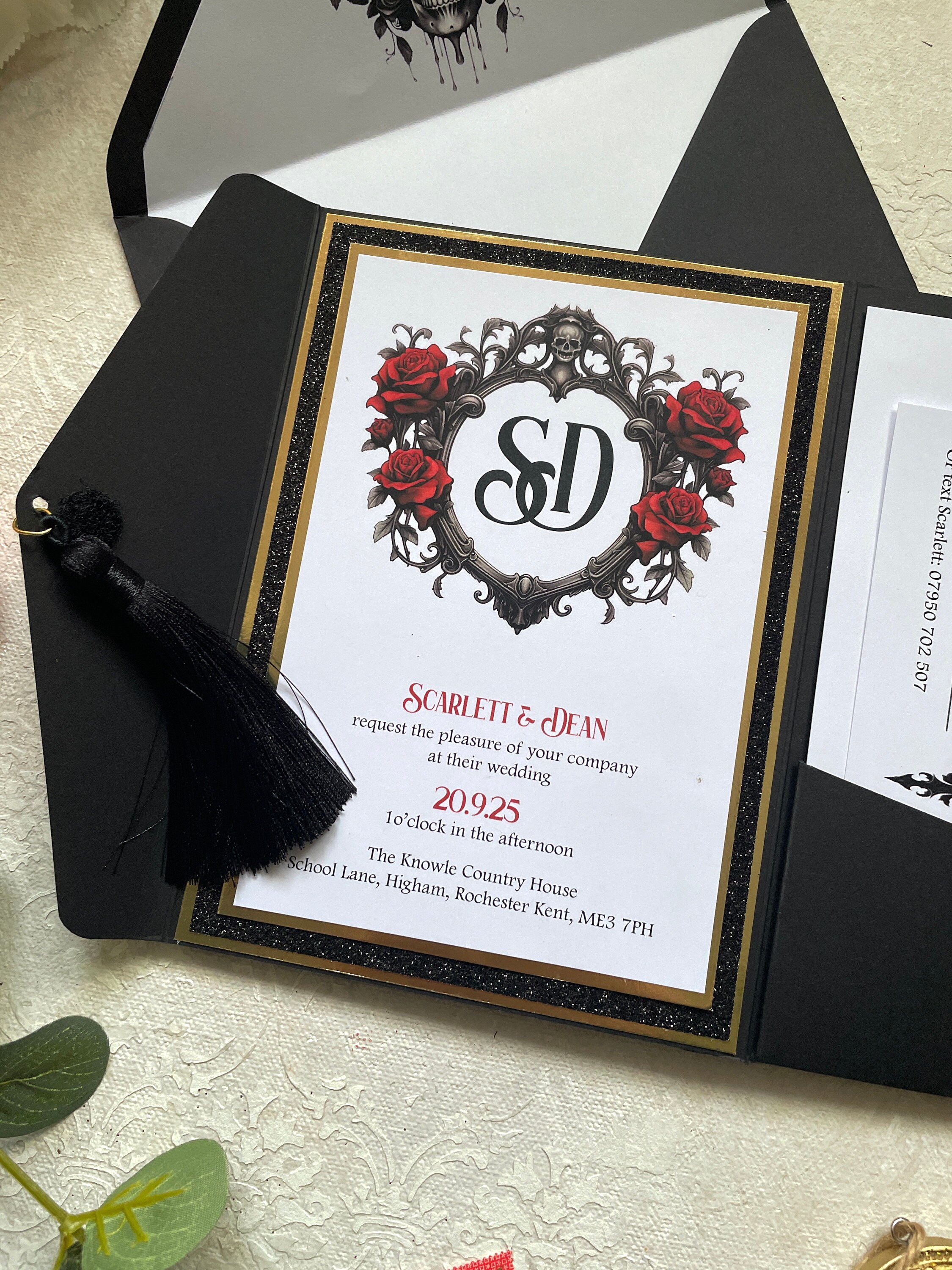 Gothic Pocket Fold Wedding Invitation. Alternative Style RSVP - Etsy