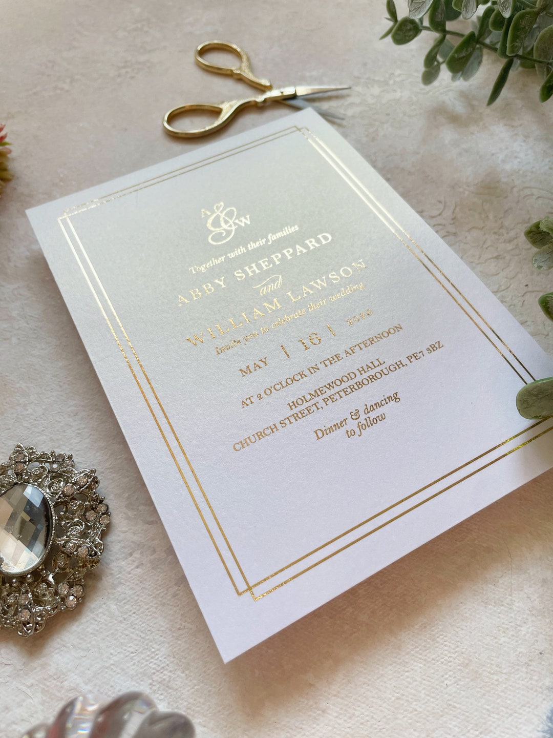 Foiled Wedding Day or Evening Invitation, Bespoke Personalised ...