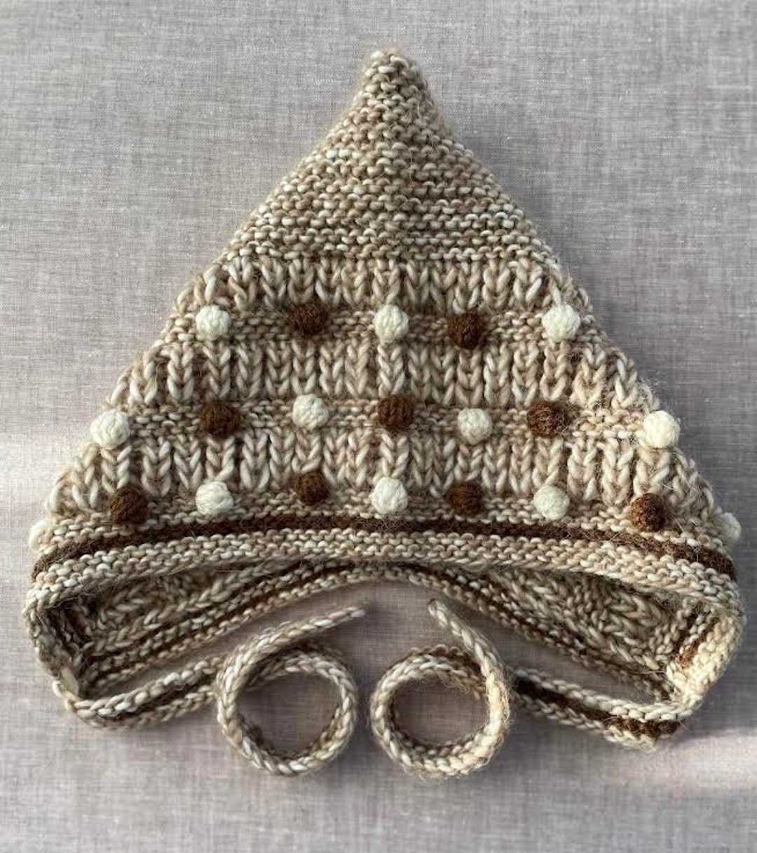 Beige Unisex Knitted Baby Pixie Hat - Pixie Bonnet - Super Soft Merino ...
