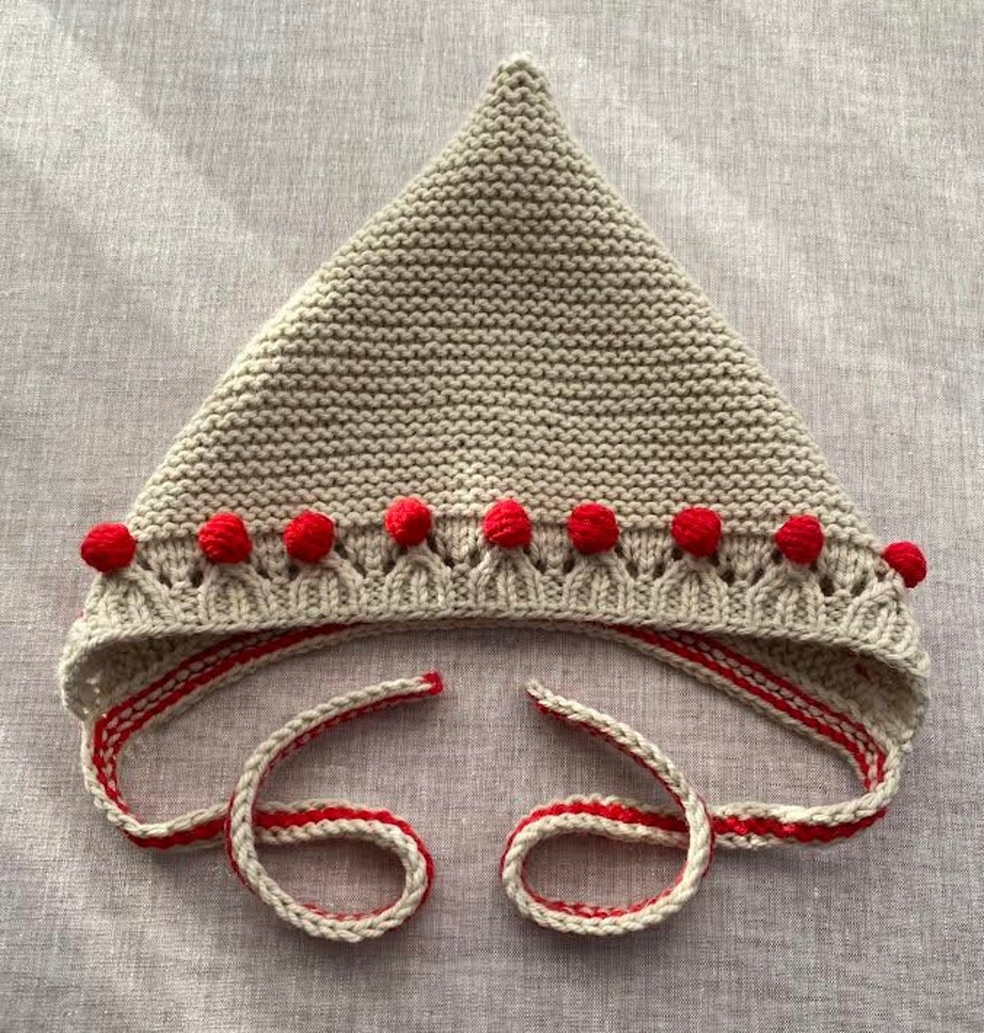 Pixie Wool Hat,vintage Style Bonnet, Baby Shower Gift,natural Color Hat ...