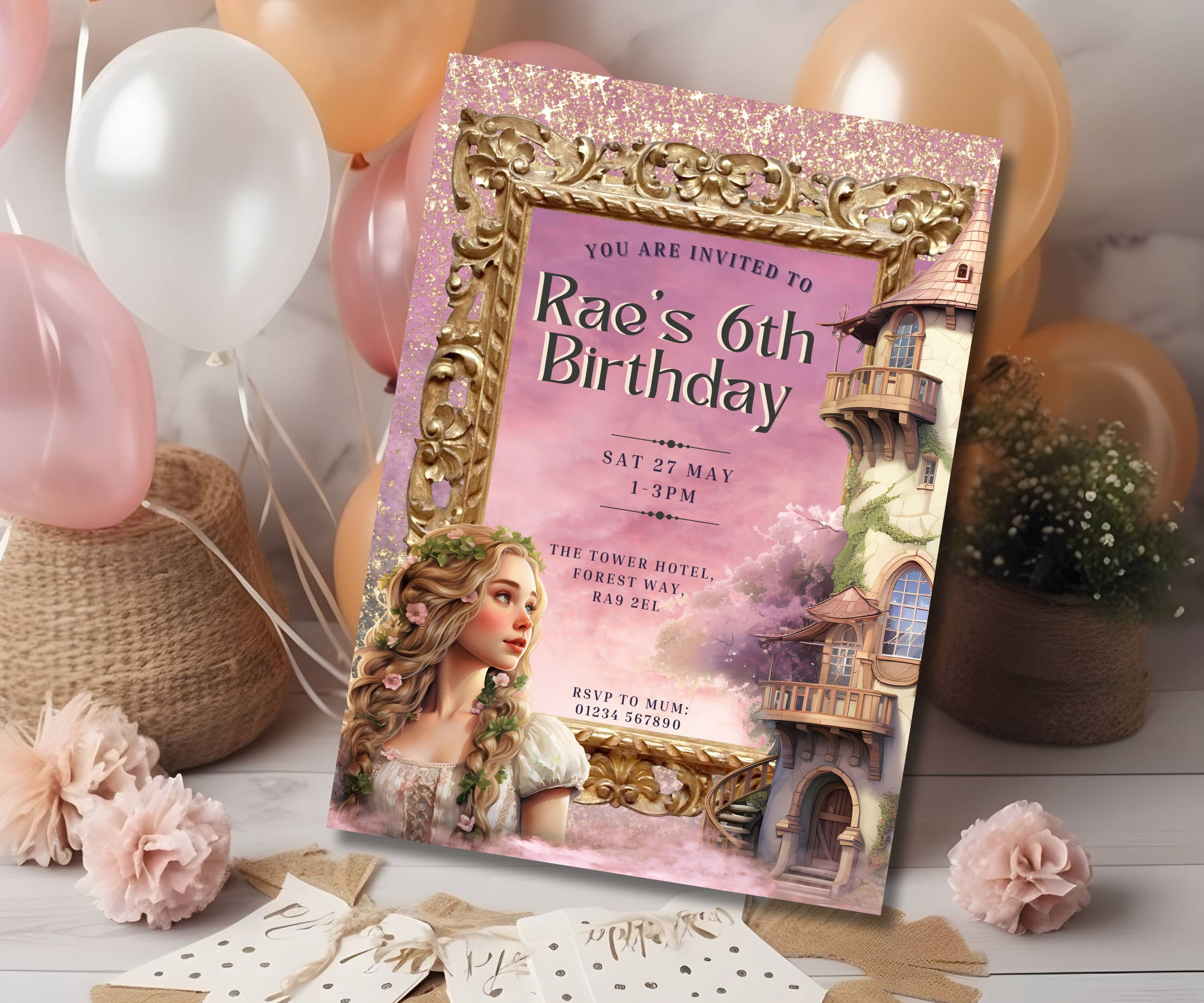 Rapunzel Invitation | Princess Party Invite | Princess Rapunzel ...