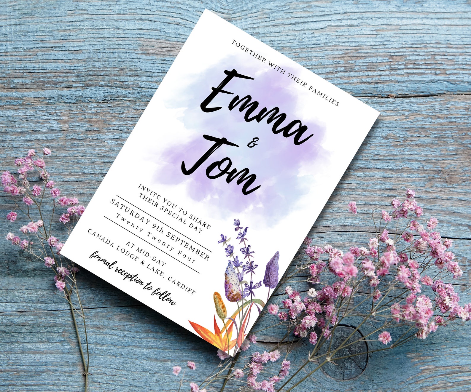 Printable Templates Lavender Wedding Invitation Template - Etsy