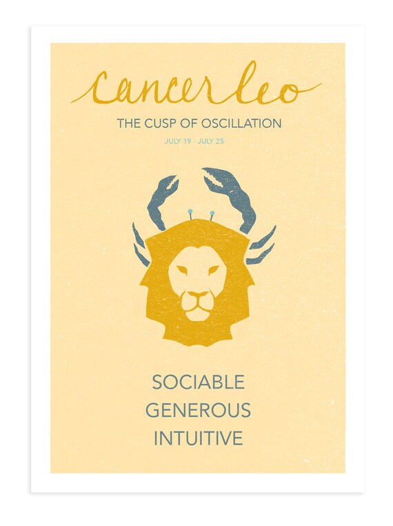 Cancer Leo Cusp Print Astrological Cuspian Art Birthday Etsy