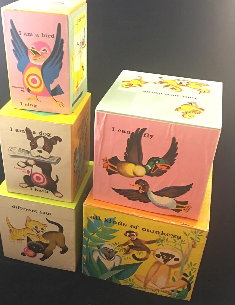 1957 Vintage Stacking / Nesting Boxes With Squeakers - Etsy