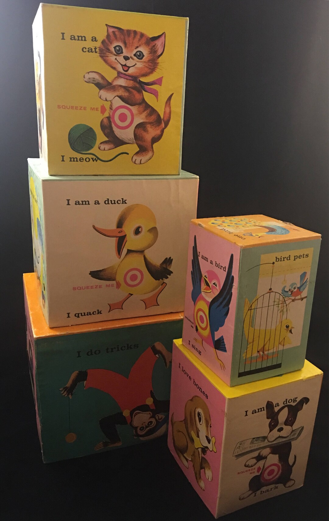 1957 Vintage Stacking / Nesting Boxes With Squeakers - Etsy