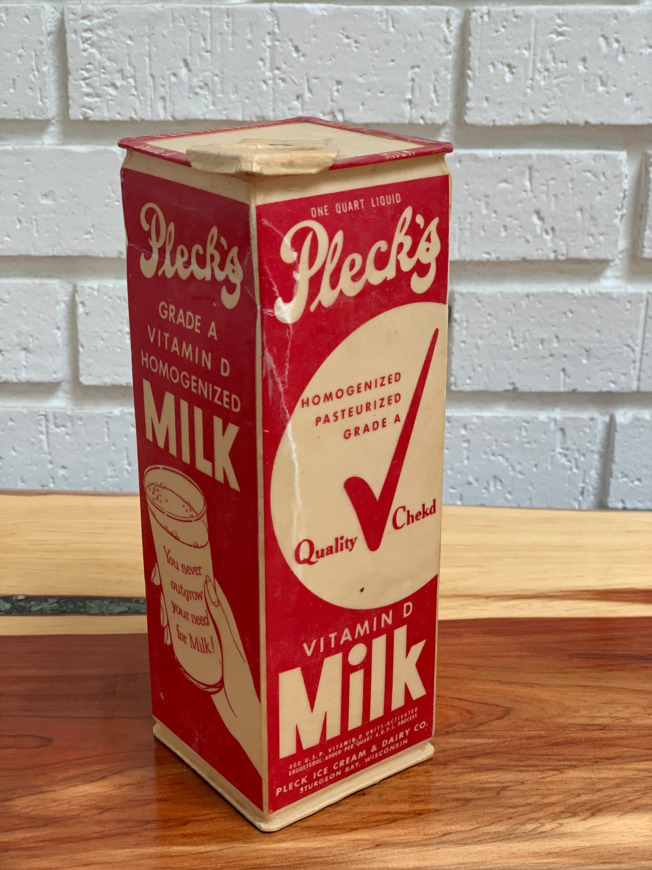 Vintage Wax Milk Carton, Fleck’s Grade A Homogenized Milk - Etsy