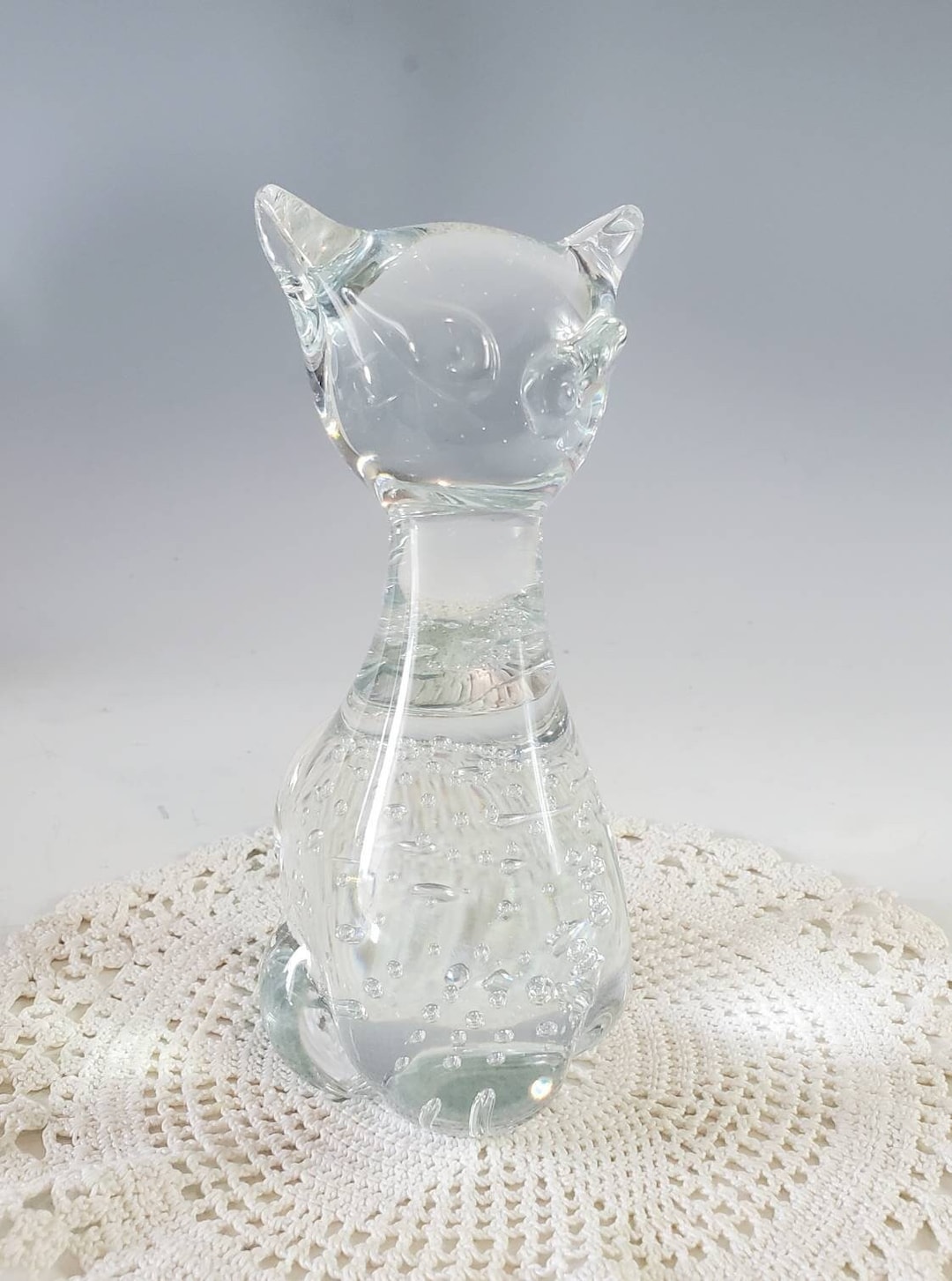 Glass Cat, Glass Art Sculpture, Vintage Glass Decor, Home Office Decor ...