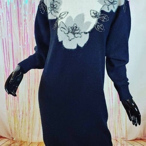 M Angora Rabbit Hair Dress, Sweater Dress, Long Sleeve Dress, Vintage ...
