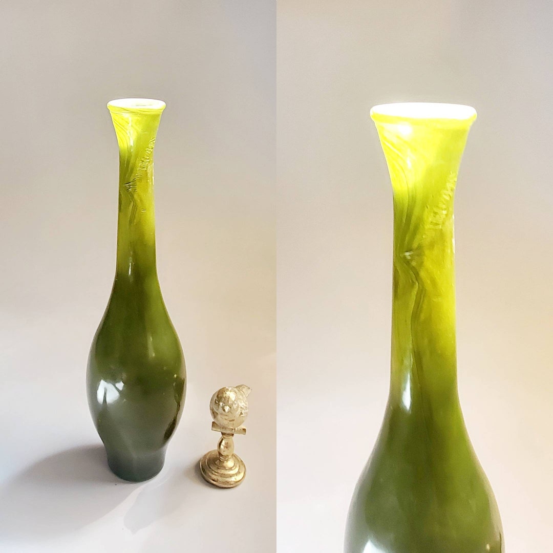 16 Inch Green Genie Bottle, Made in Japan, Green White Swirl Bottle ...