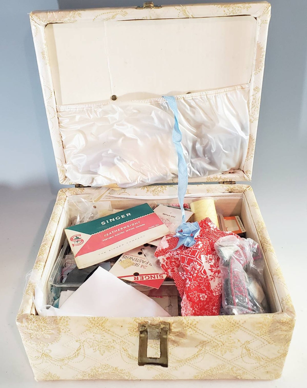 Midcentury Sewing Box Filled With Supplies, Sewing Organizer, Notions ...
