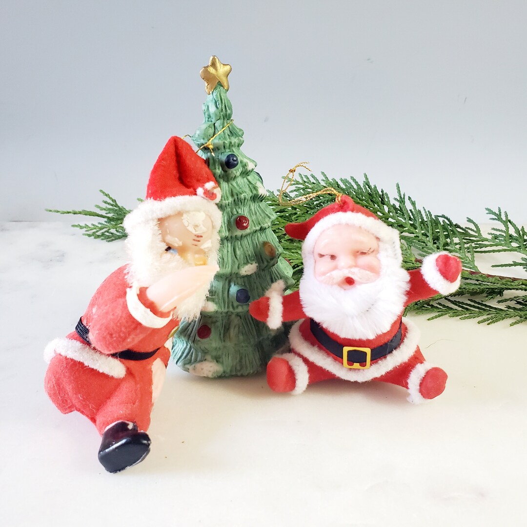 Set of 2 Santa Ornaments, Vintage 1950s - Etsy