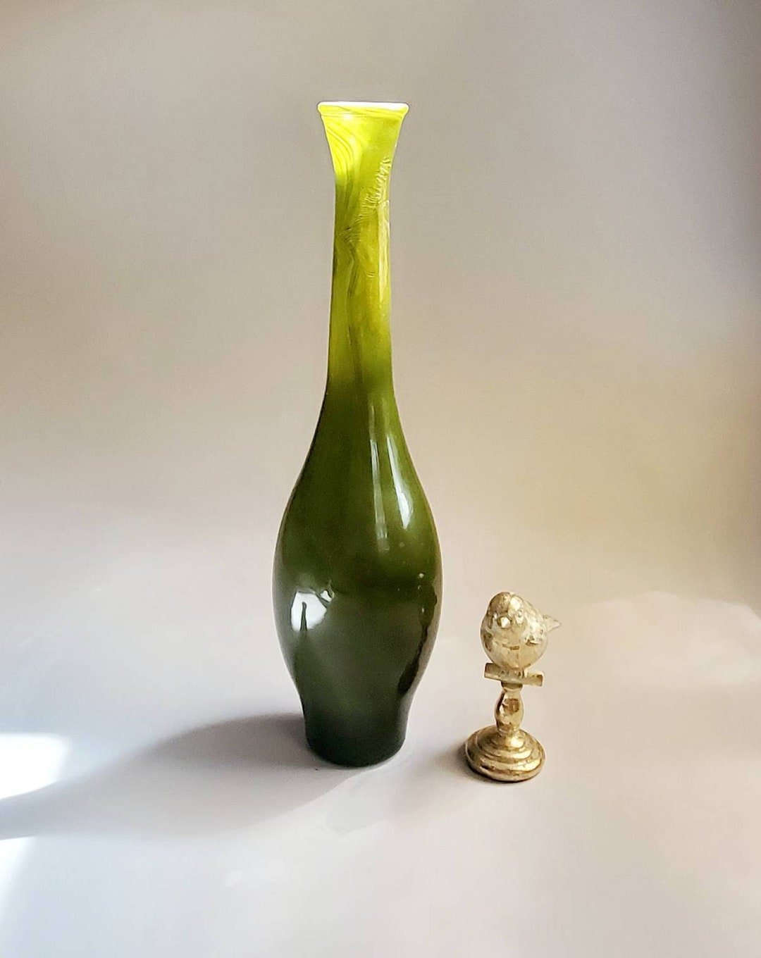 16 Inch Green Genie Bottle, Made in Japan, Green White Swirl Bottle ...